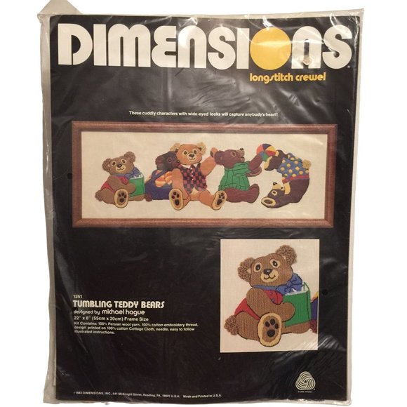 Dimensions | Office | Dimensions Tumbling Teddy Bears Long Stitch Wool ...